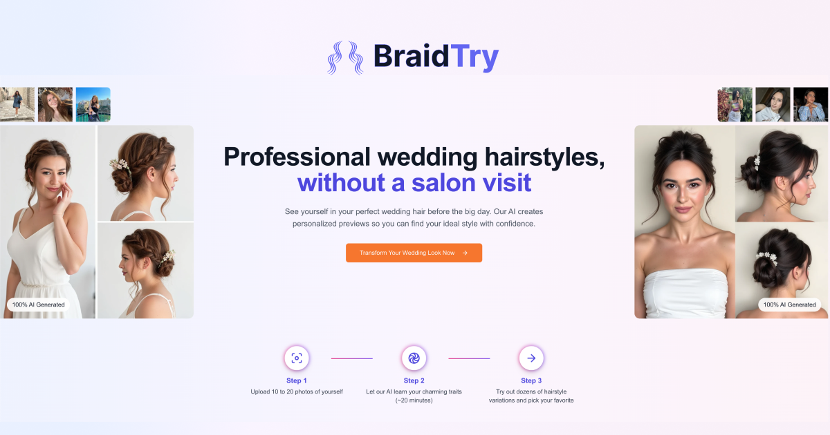 BraidTry | AI-Powered Wedding Hairstyle Trials